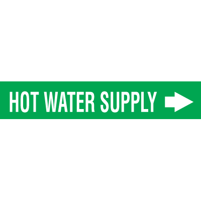 Self-Adhesive Wrap Around Pipe Labels - Hot Water Supply | Seton