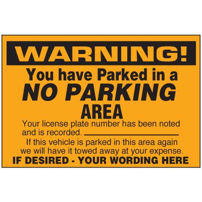 No Parking Area Warning Labels | Seton