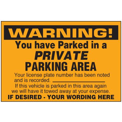 Warning You have Parked in a Private Parking Area | Parking Violation ...