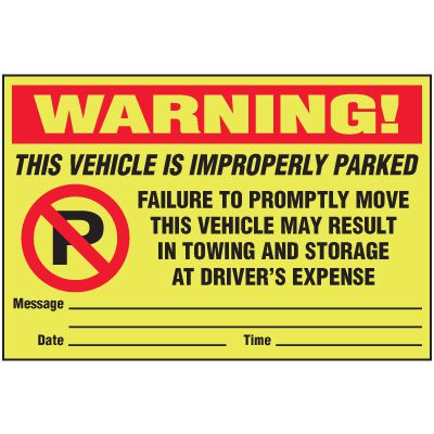 Parking Violation Warning Labels | Deter Illegal Parking | Seton