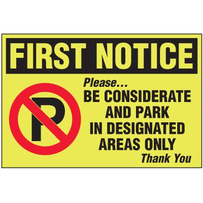 First Notice Parking Violation Warning Labels | Seton