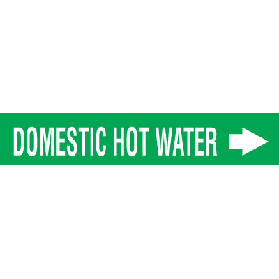 Self-Adhesive Wrap Around Pipe Labels - Domestic Hot Water | Seton