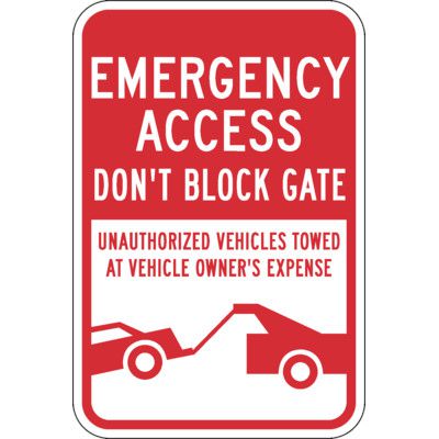 No Parking Signs - Emergency Access Don't Block Gate | Seton
