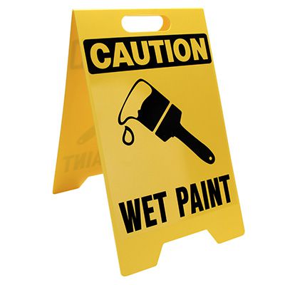 Heavy Duty Floor Stand Signs- Wet Paint (With Graphic) | Seton