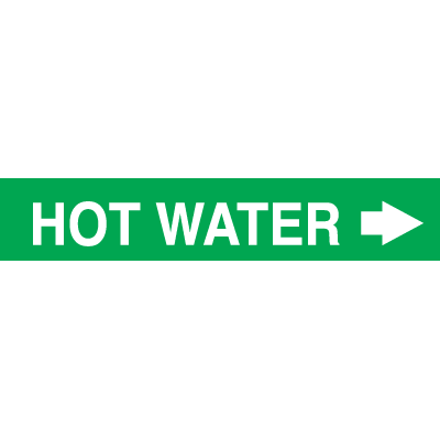 Self-Adhesive Wrap Around Pipe Labels - Hot Water | Seton