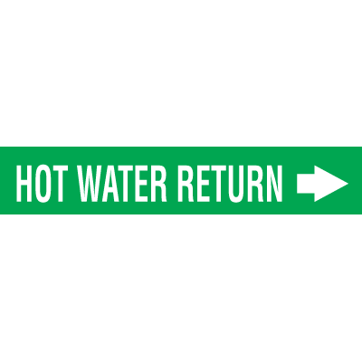 Self-Adhesive Wrap Around Pipe Labels - Hot Water Return | Seton