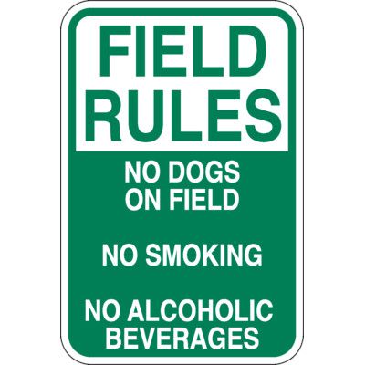 Field Rules No Dogs On Field - Athletic Facilities Signs | Emedco