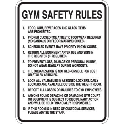 Gym Safety Rules - Athletic Facilities Signs | Emedco
