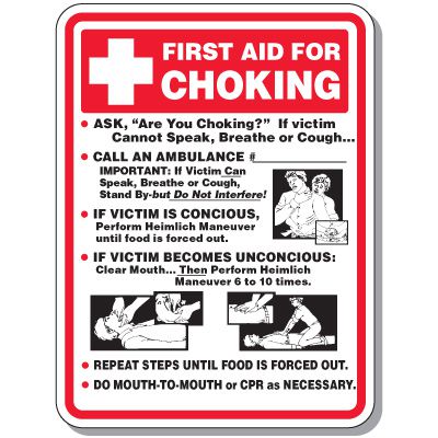 First Aid For Choking Extra Large Sign | Emedco