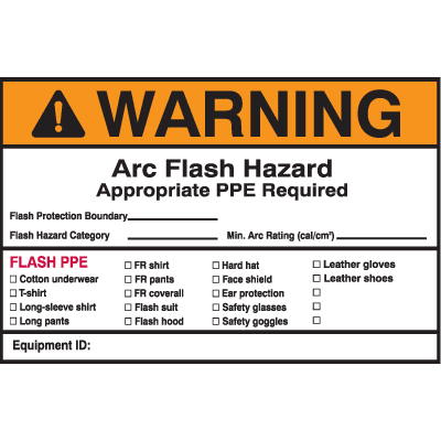 Self Laminating Arc Flash Labels- Arc Flash Hazard Appropriate PPE ...