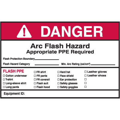 Self Laminating Arc Flash Labels- Arc Flash Hazard Appropriate PPE ...