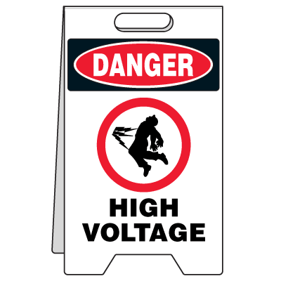Heavy Duty Floor Stand Signs- High Voltage (With Graphic) | Seton