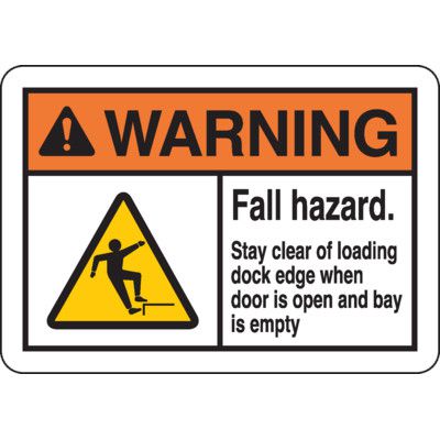 ANSI Safety Signs - Warning Fall Hazard Stay Clear | Emedco