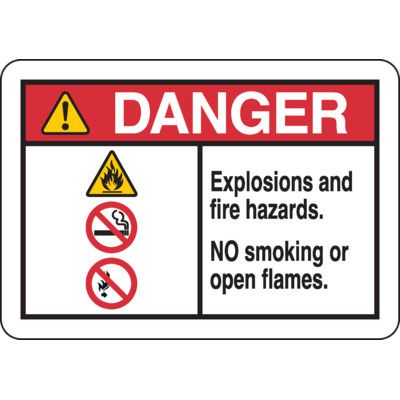 ANSI Danger Sign - Explosion & Fire Hazards | Emedco