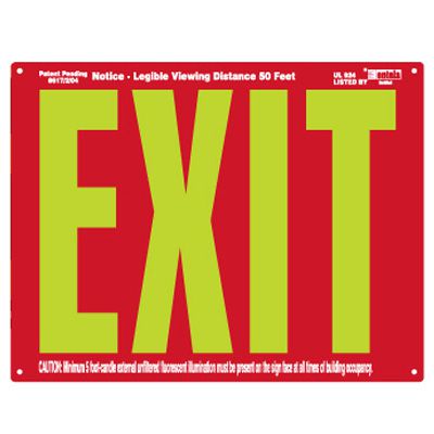 Photoluminescent Aluminium Red Emergency Exit Sign | Emedco