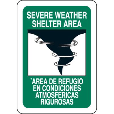 Bilingual Storm Shelter Area Safety Sign, Evacuation & Shelter Signs ...