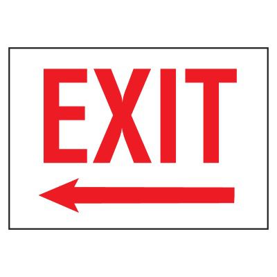 Cold Adhesion Safety Labels - Exit (W/ Left Arrow)|Seton Canada | Seton.ca