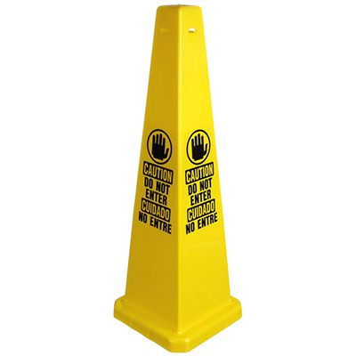 Safety Traffic Cones- Caution Do Not Enter, Bilingual | Seton