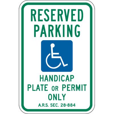 Arizona State Handicap Signs - Reserved Parking Handicap Plate | Seton
