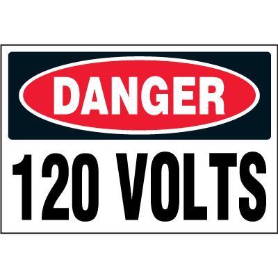 Danger 120 Volts labels On-A-Roll, Electrical Safety Labels | Seton