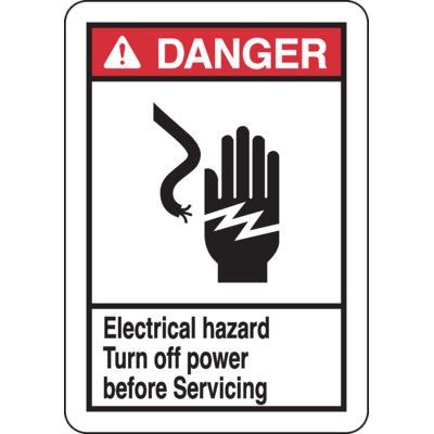 ANSI Danger Sign - Electrical Hazard Turn Off Power | Emedco
