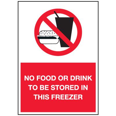 Cold Adhesion Safety Labels - No Food Or Drink In This Cooler | Emedco