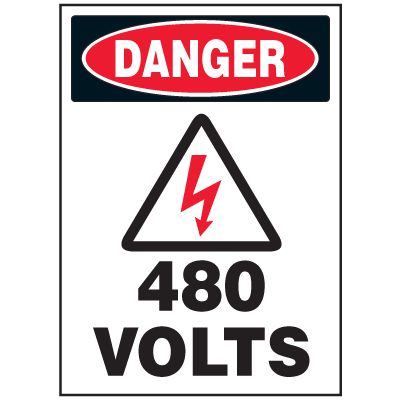 Electrical Safety Labels On A Roll - Danger 480 Volts (With Graphic ...