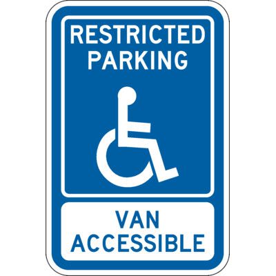 Handicap Signs - Restricted Parking Van Accessible (Symbol of Access ...