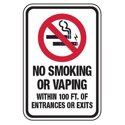 No Smoking or Vaping Within 100 ft | Emedco
