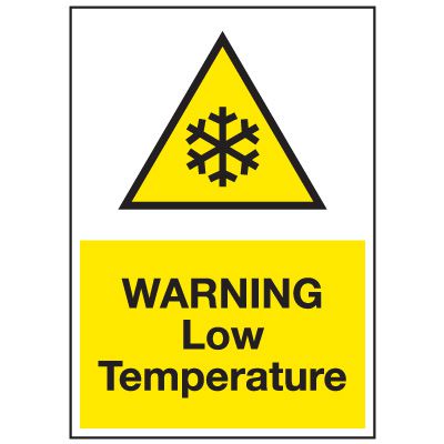 Cold Adhesion Safety Labels - Warning Low Temperature | Emedco