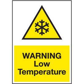 Cold Adhesion Safety Labels - Warning Low Temperature (W/ Graphic)|Seton Canada | Seton.ca