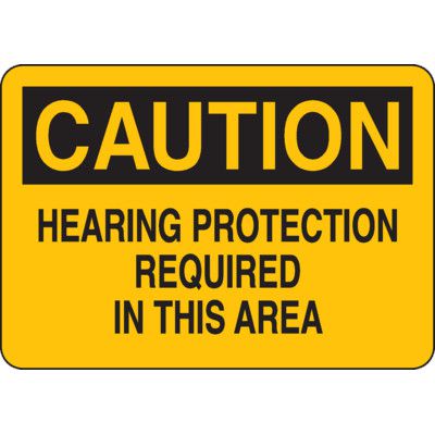 Caution Hearing Protection Required OSHA Safety Sign | Emedco