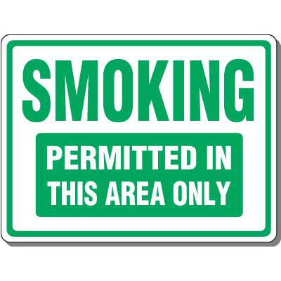 Smoking Signs - Smoking Permitted In This area Only | Emedco