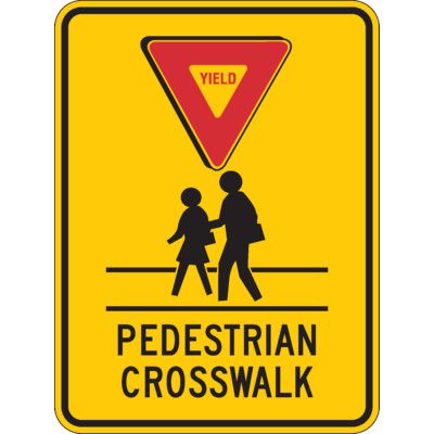 Reflective Traffic Signs - Yield Pedestrian Crosswalk Sign | Emedco