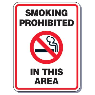 No Smoking Signs - Smoking Prohibited In This area | Emedco