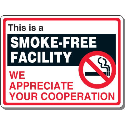 No Smoking Signs - This Is A Smoke-Free Facility | Emedco