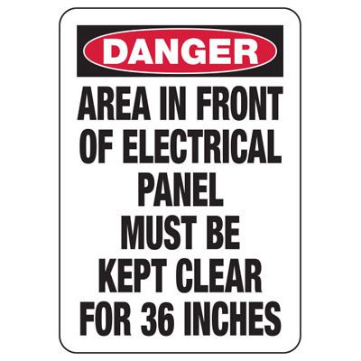 Danger Area In Front Of Electrical Panel - Electrical Safety Signs ...