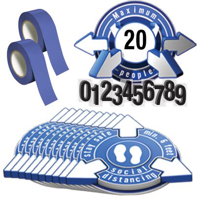 3D Social Distancing Label Kit for Auditoriums - Blue | Seton