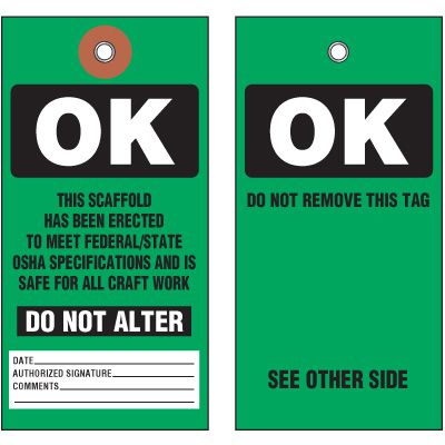 Scaffolding OK Tyvek Tags - OSHA Compliant Safety | Seton