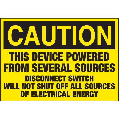 Electrical Warning Labels - Caution Device Is Powered | Emedco