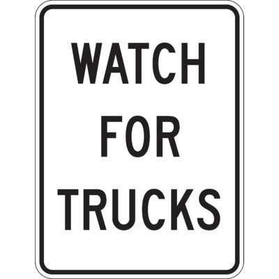 Reflective Parking Lot Signs - Watch For Trucks | Emedco