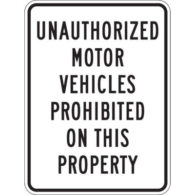 Parking Lot Signs - Unauthorized Motor Vehicles Prohibited | Emedco