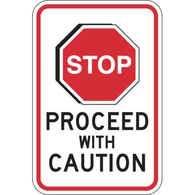 Reflective Parking Lot Signs - Stop Proceed With Caution|Seton Canada ...