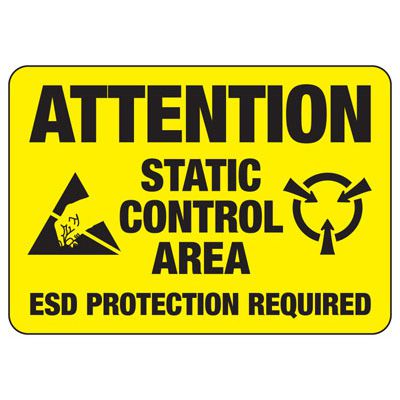 Attention Static Control Area - ESD Static Sign | Seton | Seton