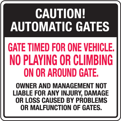 Automatic Gate Security Signs - Gate Timed | Seton