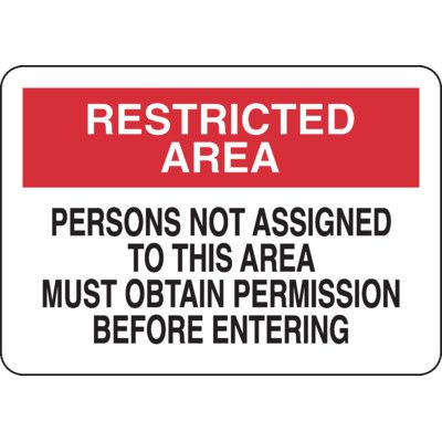 Restricted Area Signs - Obtain Permission | Emedco