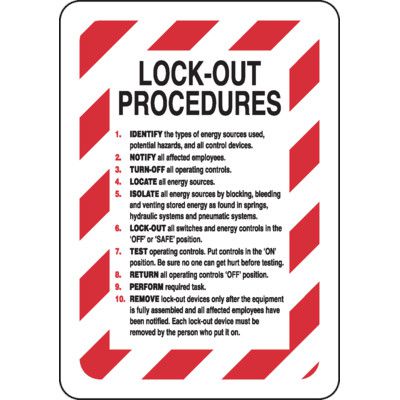 Lock-Out Procedures Sign | Emedco