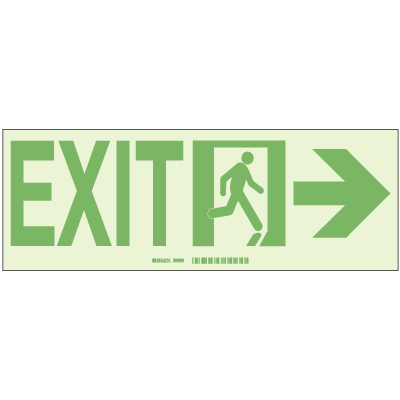 Brady® Photoluminescent Exit Sign - Right Arrow | Seton