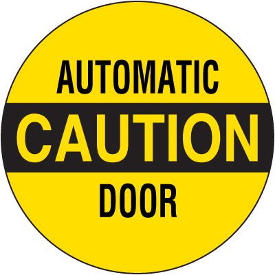 Double-Sided Caution Automatic Door Decal | Emedco
