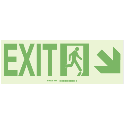 Exit with Right Lower Arrow - Hi-Intensity Photoluminscent Signs (10Pk ...